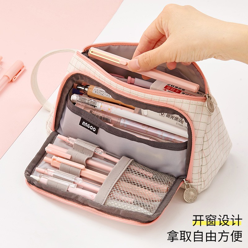 angoo เกลือกรณีดินสอความจุขนาดใหญ่ที่เรียบง่ายหญิงน่ารักมัลติฟังก์ชั่ ...