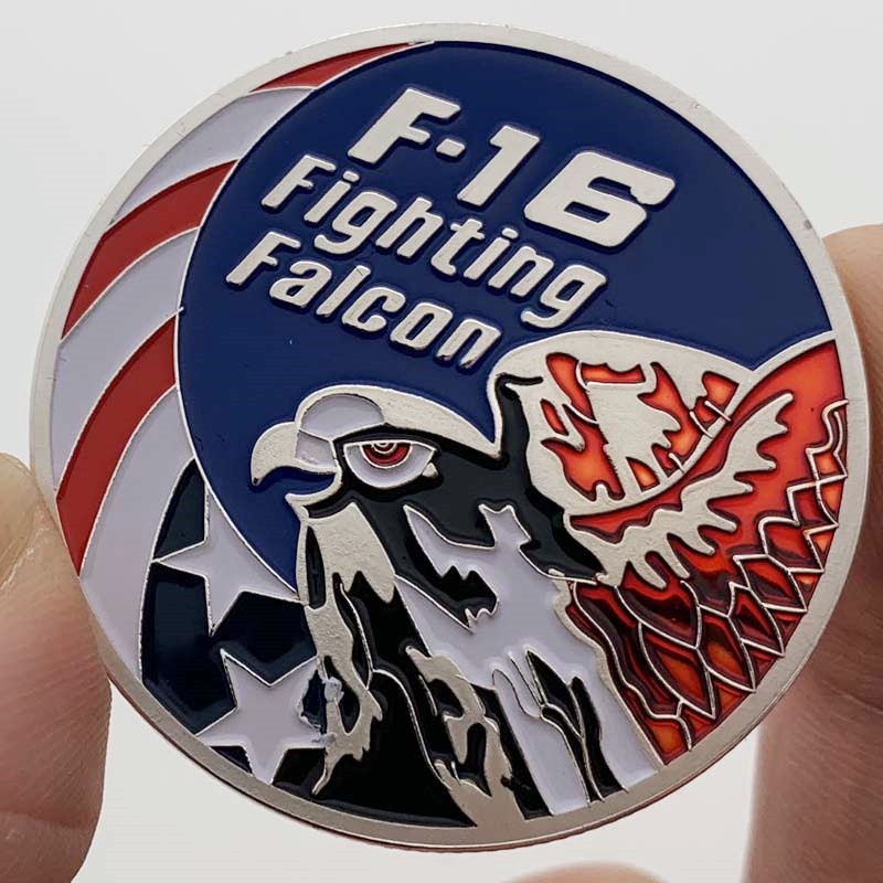 American F16 Fighter Jet Gilded Silver Commemorative Coin Gift Lucky ...