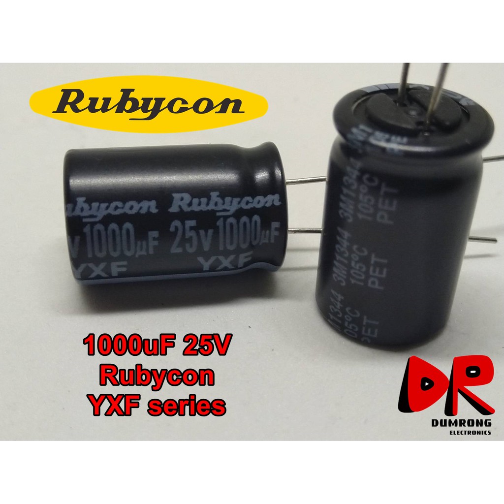(5 ชิ้น) 1000uF 25V capacitor ตัวเก็บประจุ Rubycon YXF series high frequency low resistance long ...