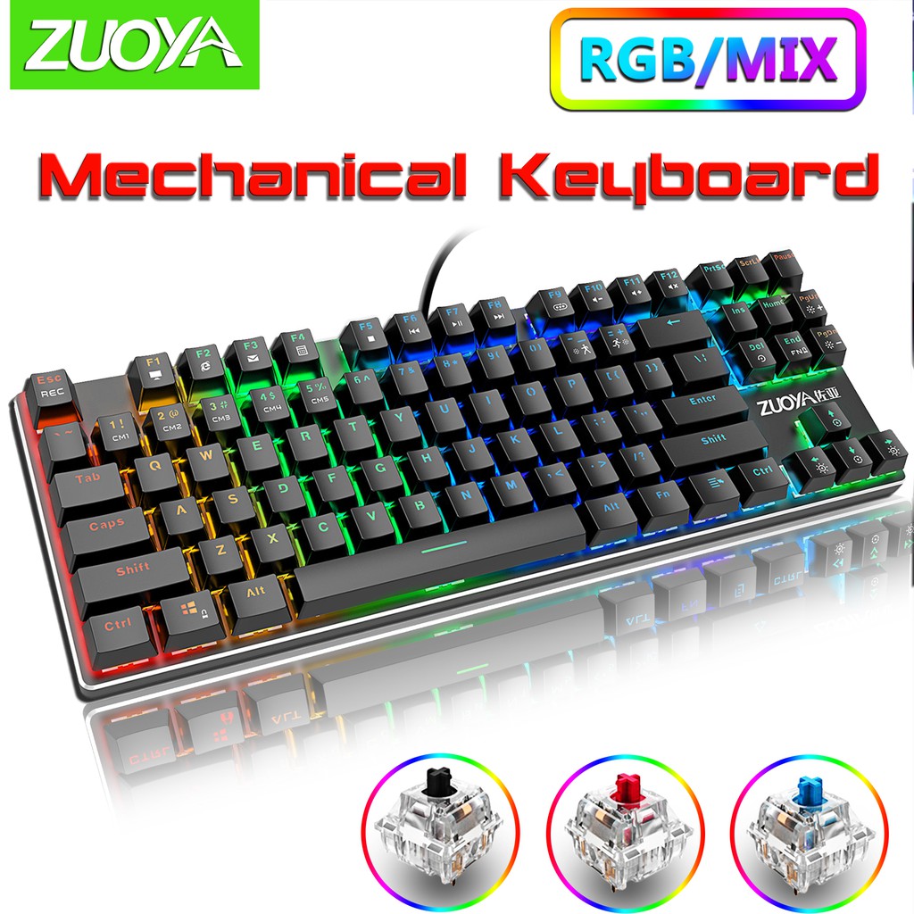 ZUOYA Mechanical Gaming Keyboard RGB 87 Keys Anti-ghosting LED Backlit ...