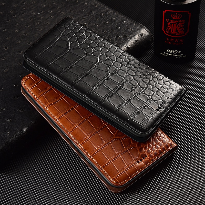 Crocodile Genuine Flip Leather Case For Huawei Honor 6A 6C 6X 7A 7C 7X ...