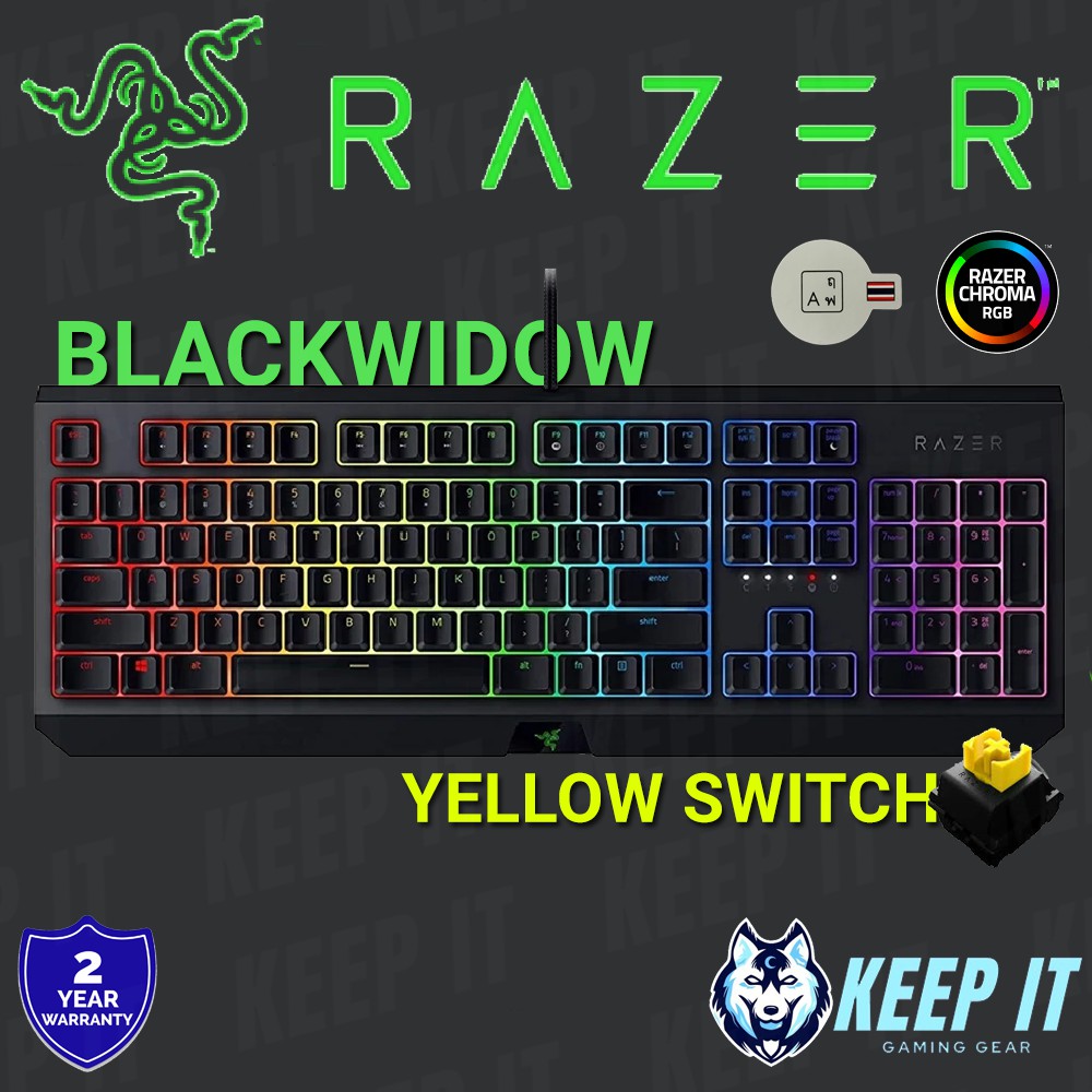 Razer BLACKWIDOW Yellow Switch Keyboard ENTH คีย์บอร์ดเกมมิ่ง - keep_it ...