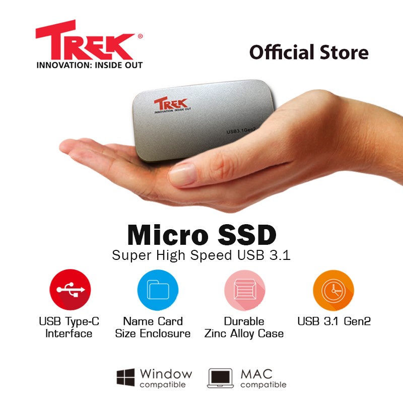 Trek Micro SSD | Portable External SSD| High Speed USB 3.1 Gen 2 Type C ...