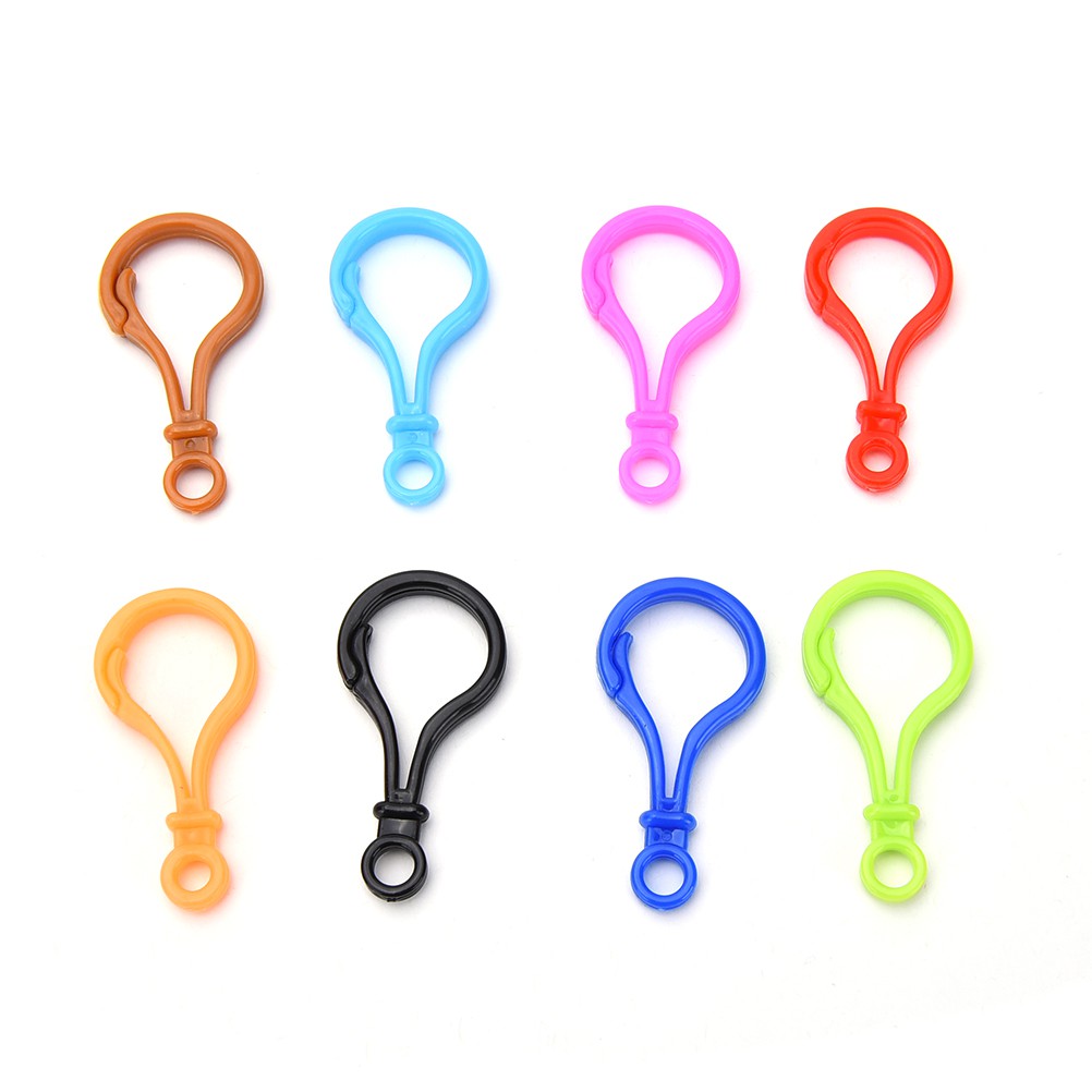 【Purpleredto】100 Pcs Plastic Key Chains Key Rings Multi-Color With Loop ...