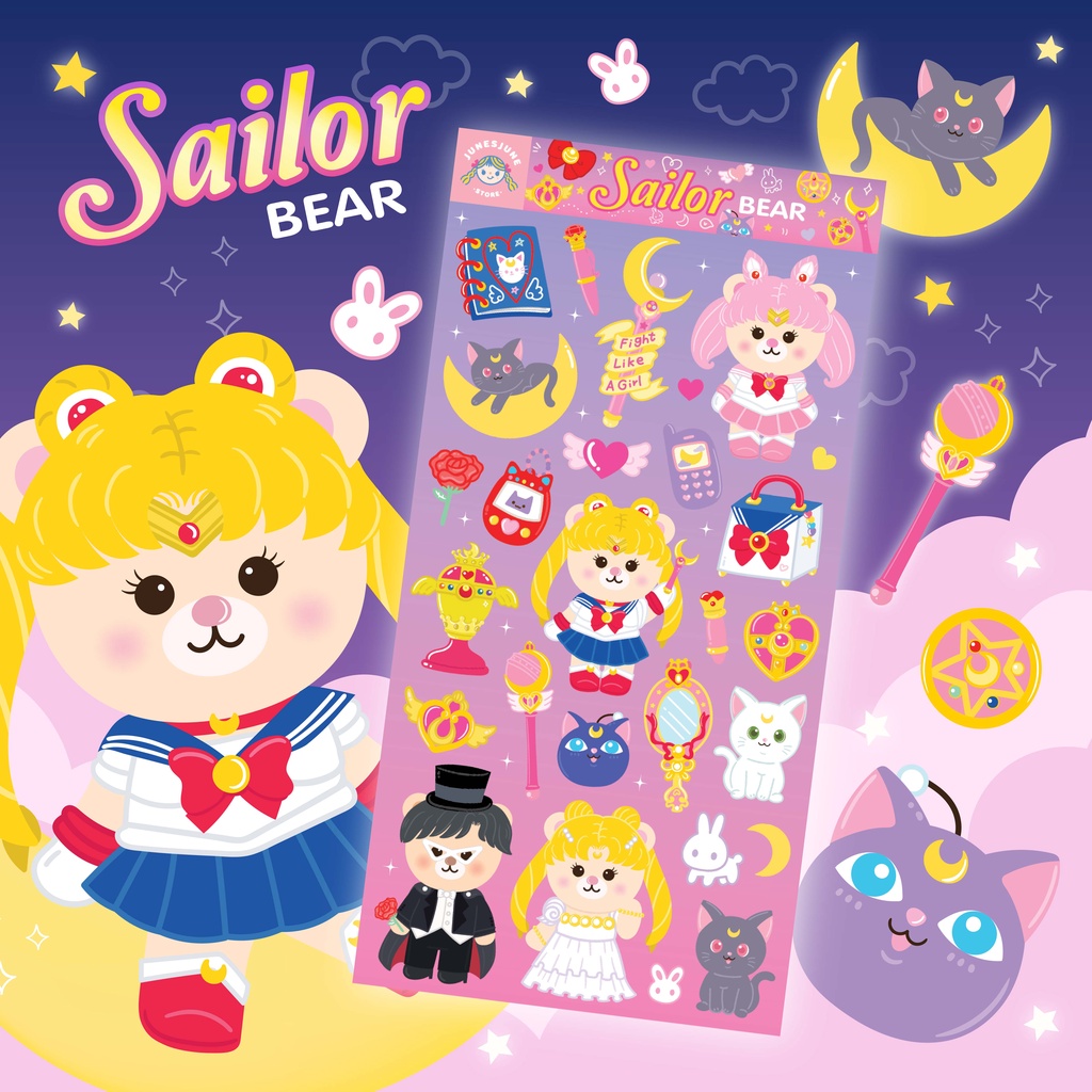 Sticker Sailor Bear สติ๊กเกอร์หมีอนิเมะแห่งยุค 90S - junesjune.store ...
