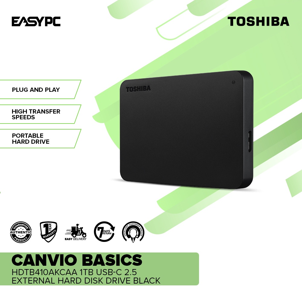 Toshiba Canvio Basics HDTB410AKCAA 1tb USB-C 2.5 External Hard Disk ...