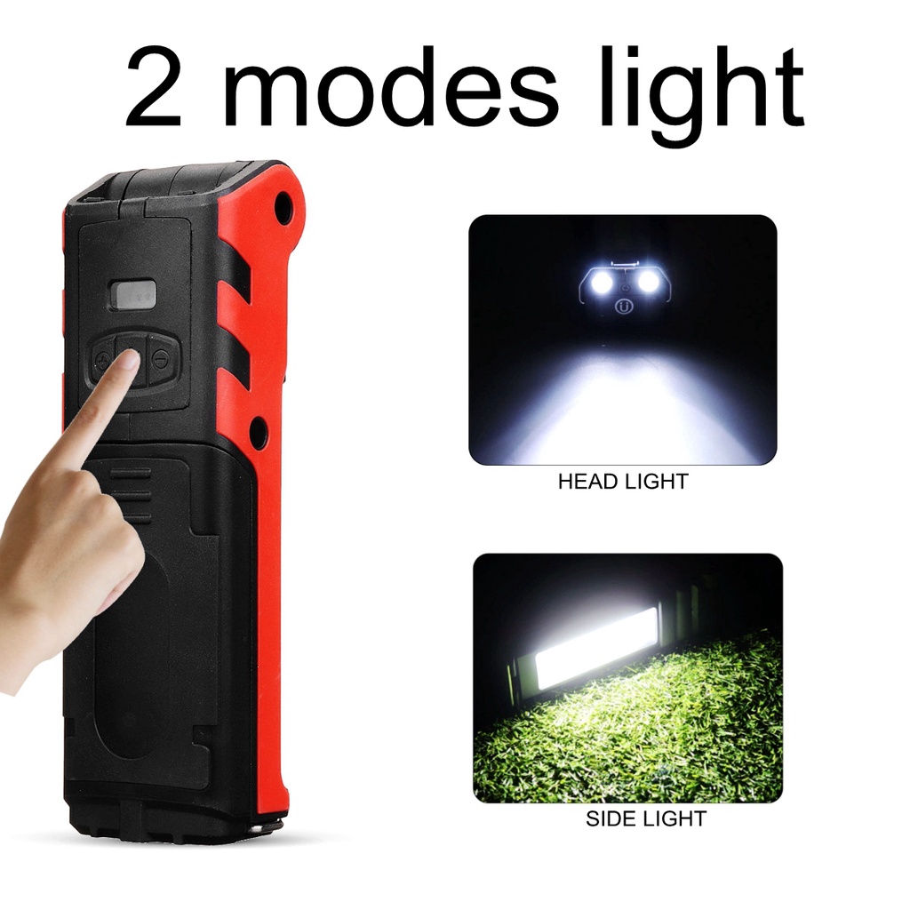 ☂USB แบบชาร์จไฟได้ COB ไฟ LED ทำงานไฟฉายหรี่ไฟแม่เหล็กโคมไฟตรวจสอบ Hook ...