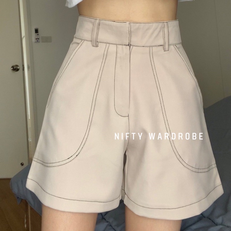 SHARON SHORTS กางเกงขาสั้น เอวสูง ปลายขากว้าง ผ้าลูน่า ใส่สบาย จัดเลย ...