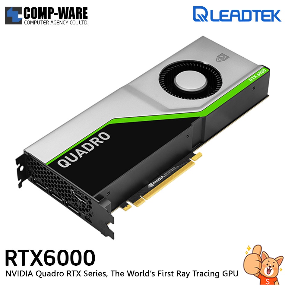 Leadtek Nvidia Quadro RTX6000 24GB GDDR6 ECC Workstation Graphics Card ...