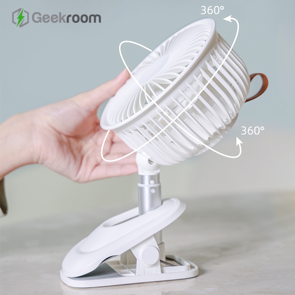 Geekroom Multifunctional Clip Mini Fan USB Rechargeable Portable ...