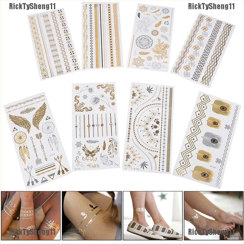 CODRTS Fashion Hot Stamping Retro Tattoo Sticker Waterproof Shiny ...