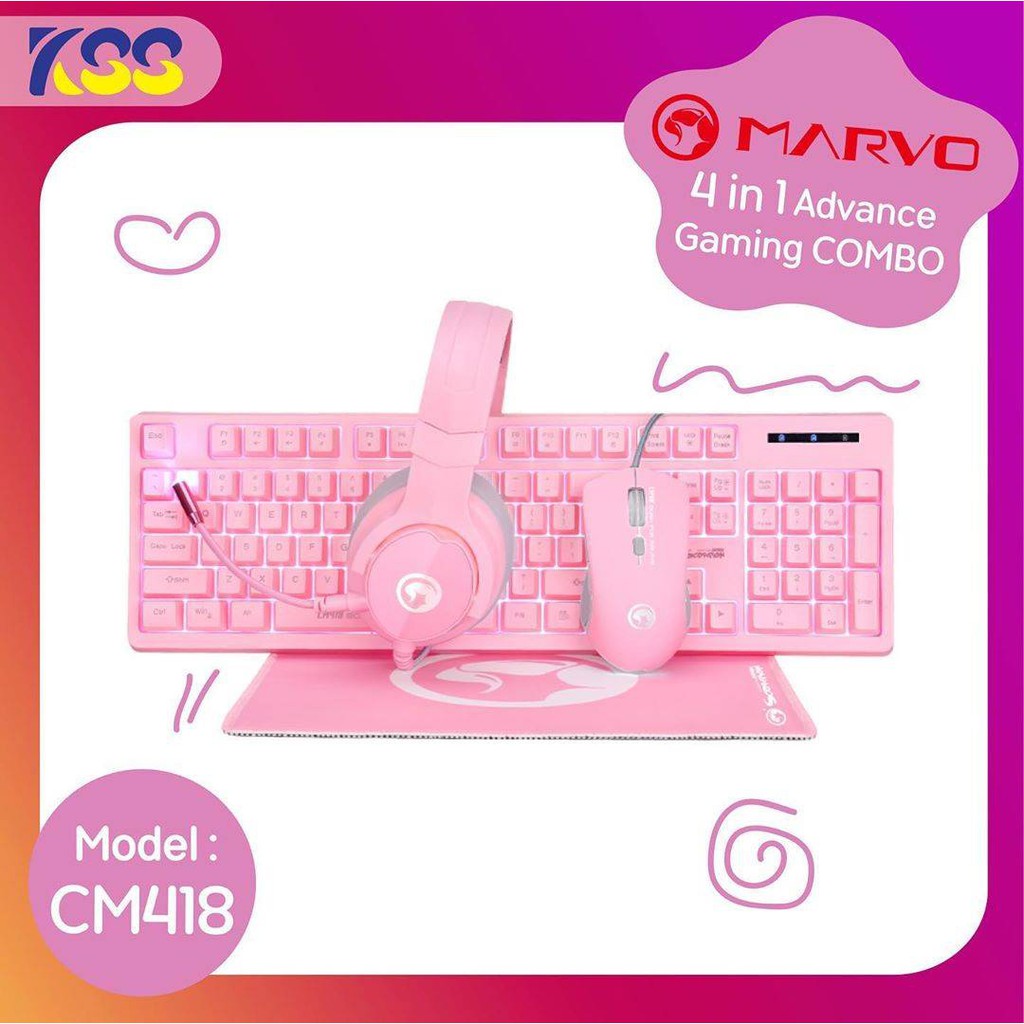 MARVO CM418 4 IN 1 Advanced Gaming Combo Keyboard / Mouse / หูฟัง ...