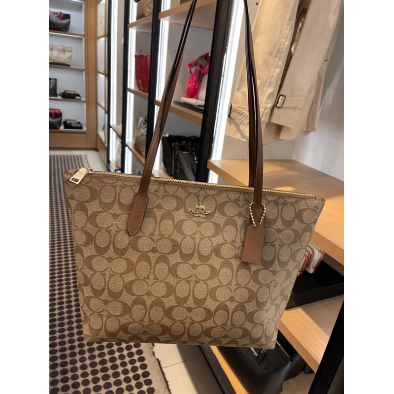 พร้อมส่ง แท้ New Coach ZIP TOP TOTE IN SIGNATURE CANVAS (COACH 4455 ...