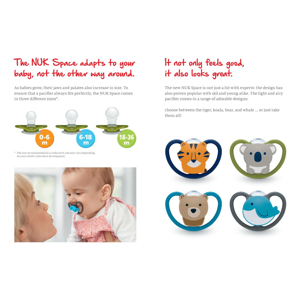 NUK Space Orthodontic Pacifiers Soother 0-6 Months 2pcspack dhbv ...