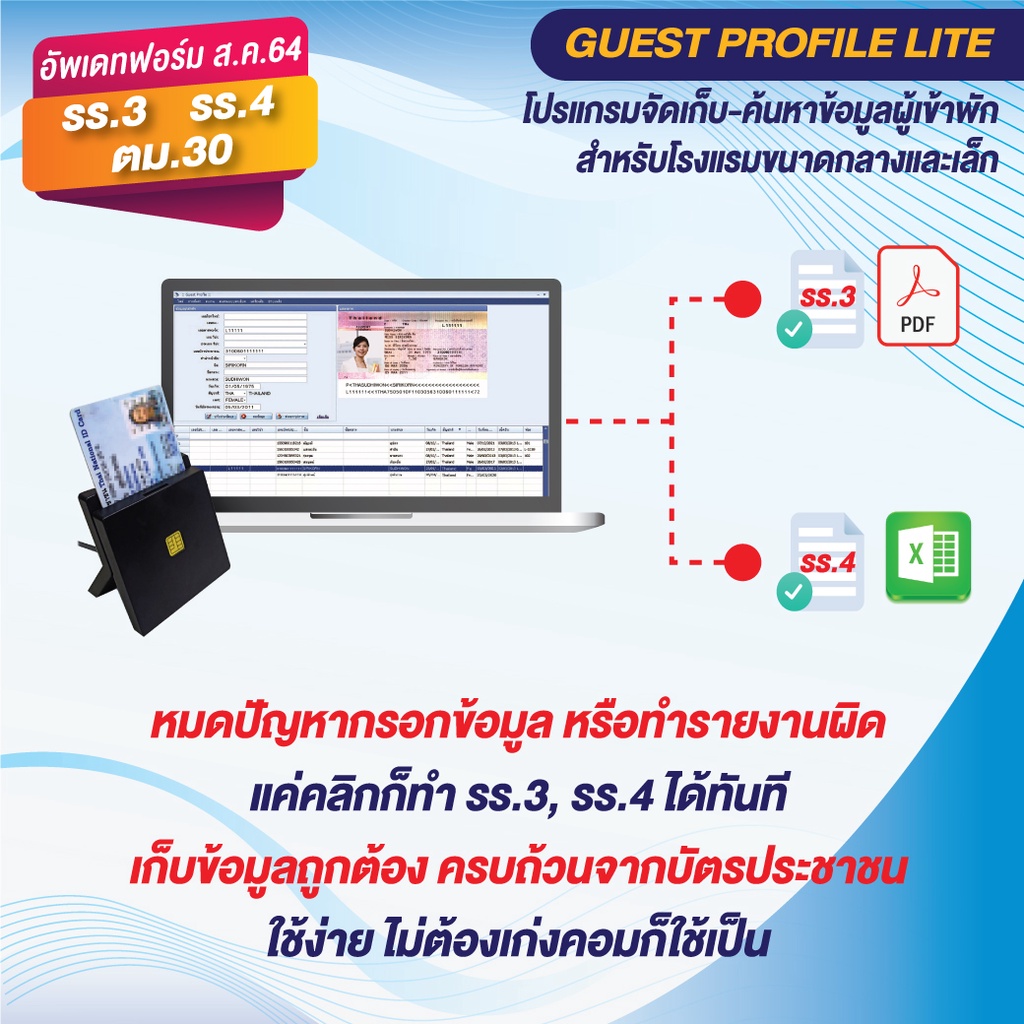 GUEST Profile Lite โปรแกรมจัดเก็บ-ค้นหาข้อมูลผู้เข้าพัก ทำ รร.3 รร.4 ...