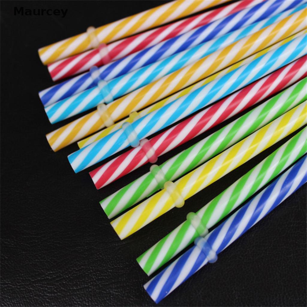 Maurcey 6pcs Two Colors Thread Pattern Reusable Plastic Thick Drinking ...