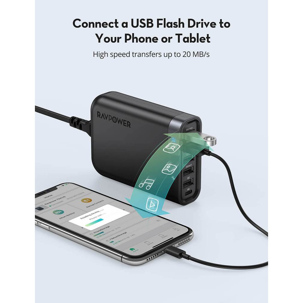 RAVPower Filehub 60W USB-C Charger with 6-Port - groov.asia - ThaiPick