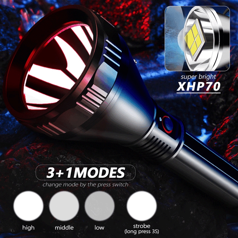 P70 super bright flashlight rechargeable glare long-range xenon lamp ...