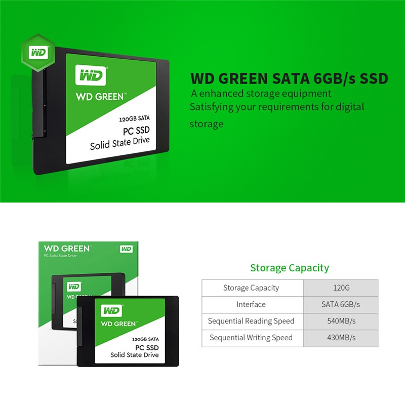 Western Digital 120GB240GB480GB WD SSD GREEN PC Internal Solid State Drive laptop Internal ...