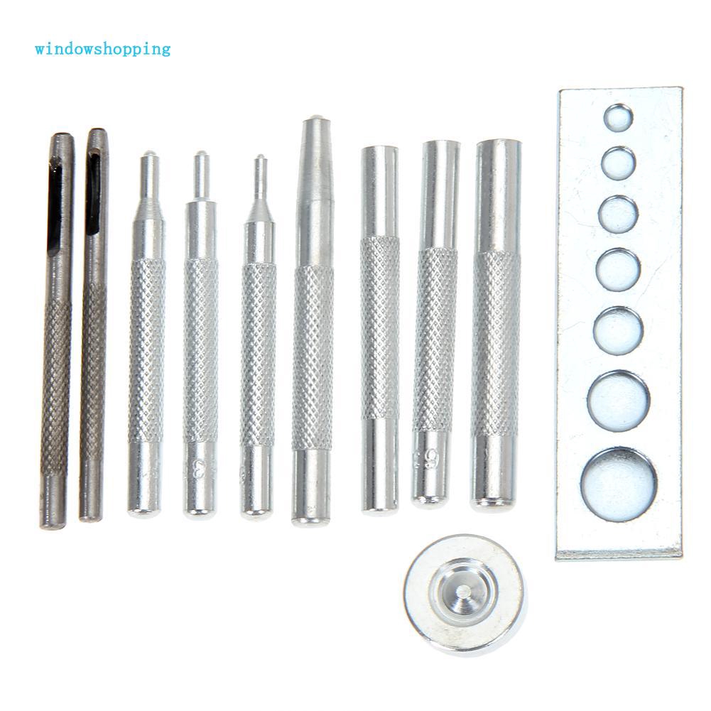 shop♔11 Set Craft Tool Die Punch Snap Rivet Setter Base Kit DIY Leather Craft☝ - windowshopping ...