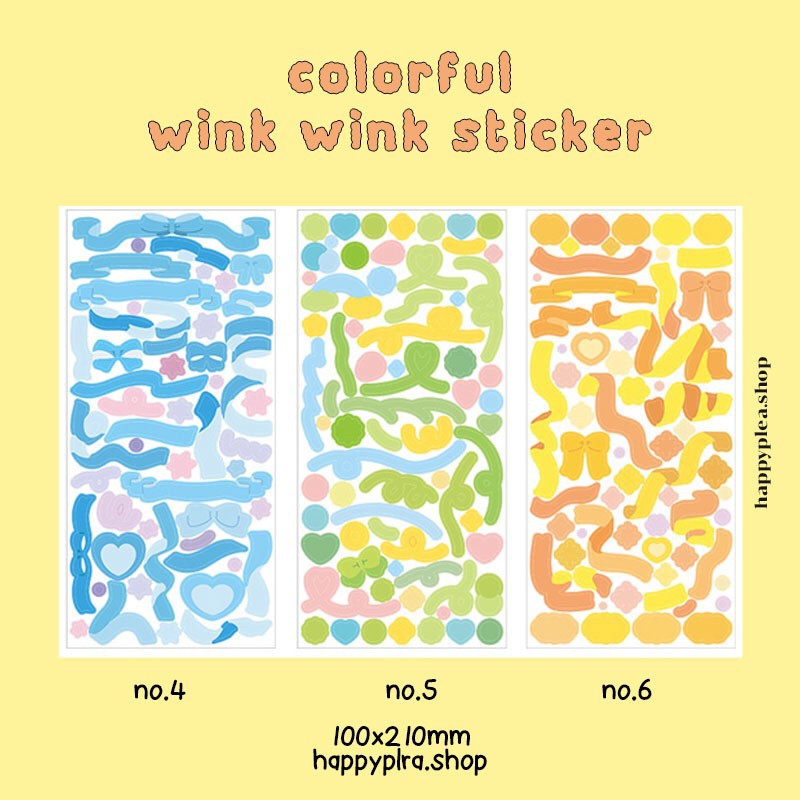 colourful wink wink sticker สติ๊กเกอร์วิ๊งๆค์หลากสี - happyplea.shop ...