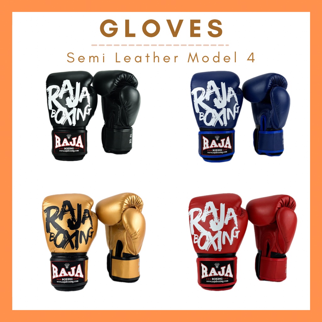 นวมมวยไทย นวมซ้อมชกมวย RAJA BOXING Semi Leather Model 4 (มีให้เลือก ...