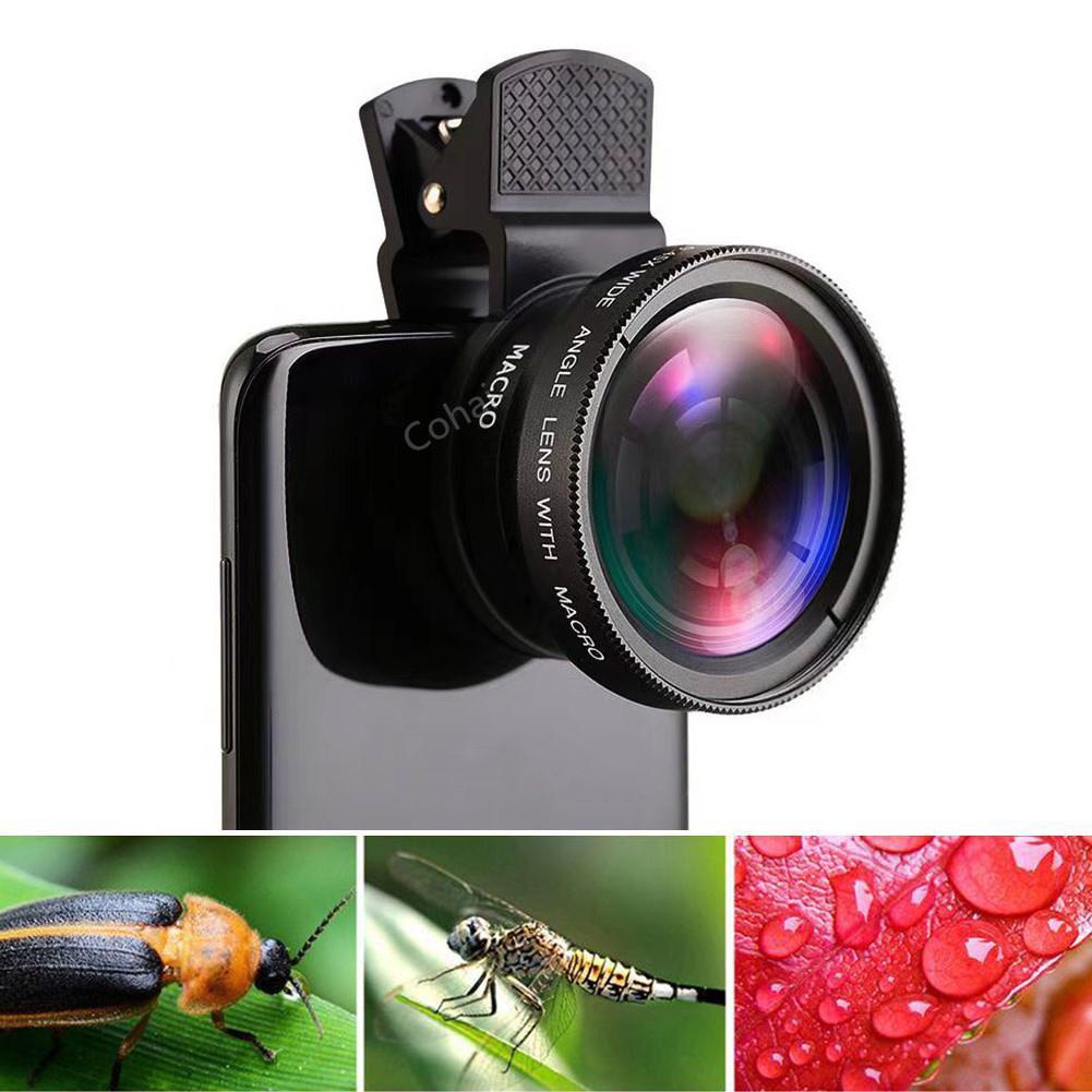 เลนส์กล้อง 2 IN 1 Phone Lens Kit 37mm 0.45x 49uv Super Wide Angle + 12.5x Super Macro Lens ...