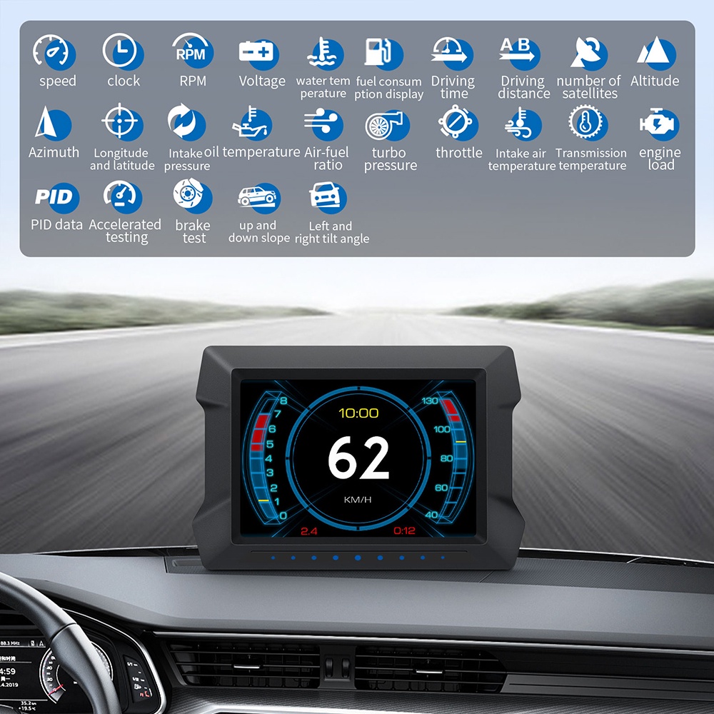 OBD2 สมาร์ทเกจ Smart Gauge Digital MeterDisplay P22 GPS Slope เมนูภาษา ...