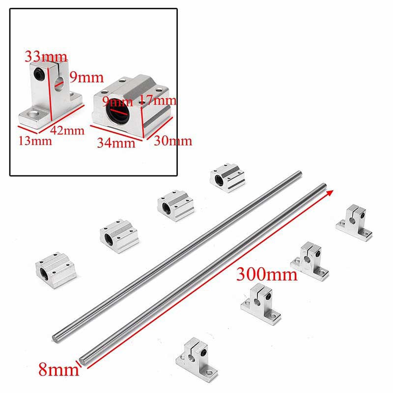 {new}8Mm 300Mm Linear Rail Shaft พร้อม Sk8 Scs8Uu Guide Support Bearing ...