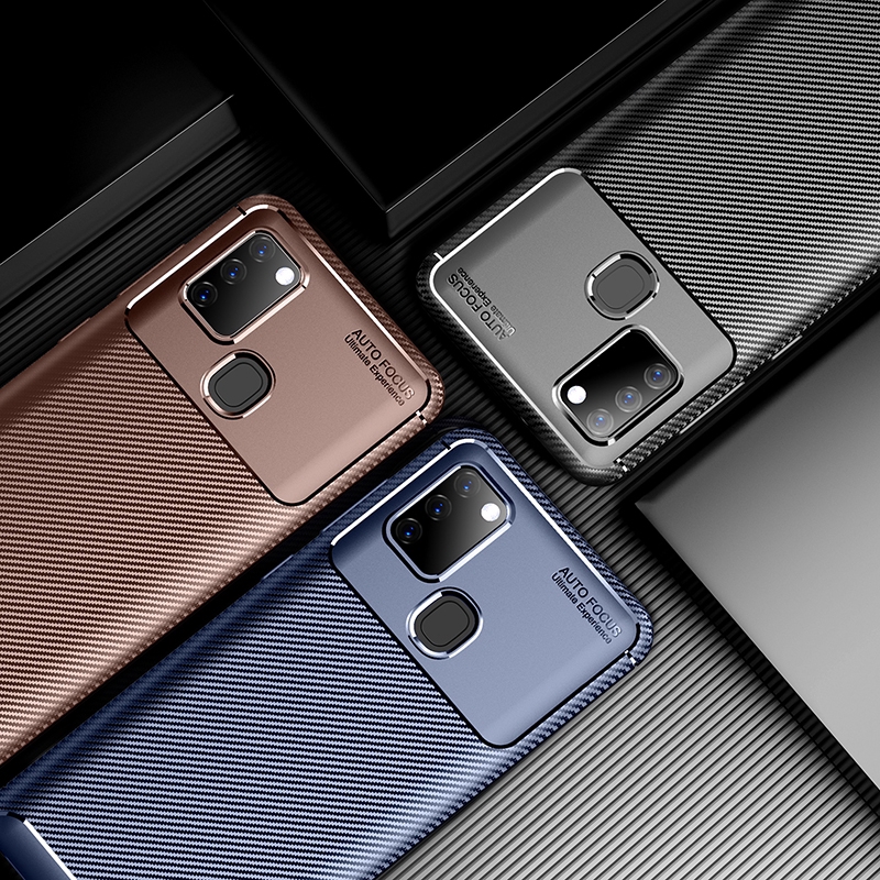 Phone Case for Samsung Galaxy A21s Case Cover Luxury Carbon Fiber Soft ...