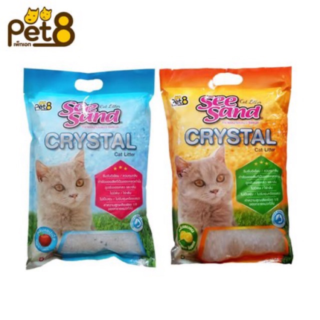 ทรายแมวคริสตัล Seesand pet8 | Shopee Thailand