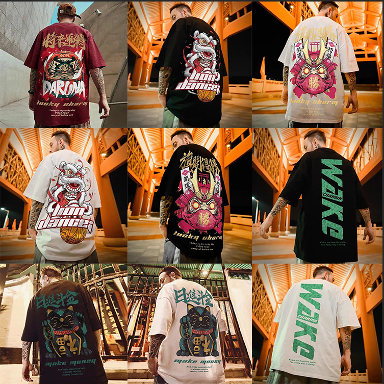 wPEB e499 เสื้อยืดแขนสั้น พิมพ์ลาย ทรงหลวม ขนาดใหญ่ สำหรับผู้ชาย ไซซ์ M ...