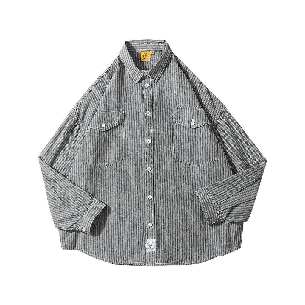 ร้อนKOUEMGIที่ว่างเปล่ารสชาติ เสื้อเชิ้ตแขนยาวญี่ปุ่นผู้ชายและผู้หญิงแบรนด์น้ำเสื้อลายหลวมสบายๆ ...