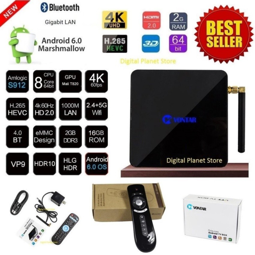 Android Smart TV Box Vontar Z5 SuperMax UHD 4K S912 64BitCpu ...