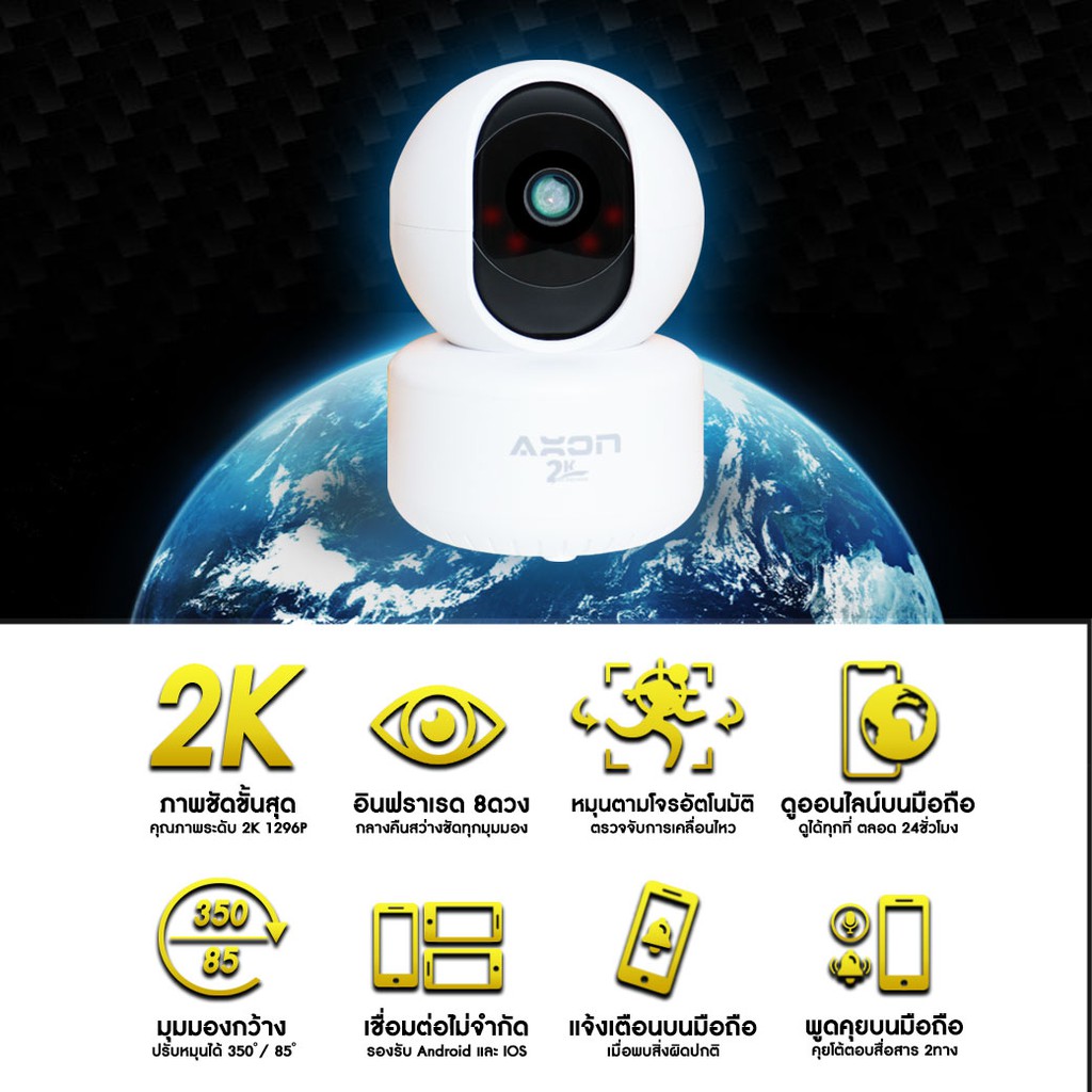 [ใช้โค้ดลดอีก!] AXON IP camera Twenty Four ชัด 2K กล้องวงจรปิด เชื่อม ...