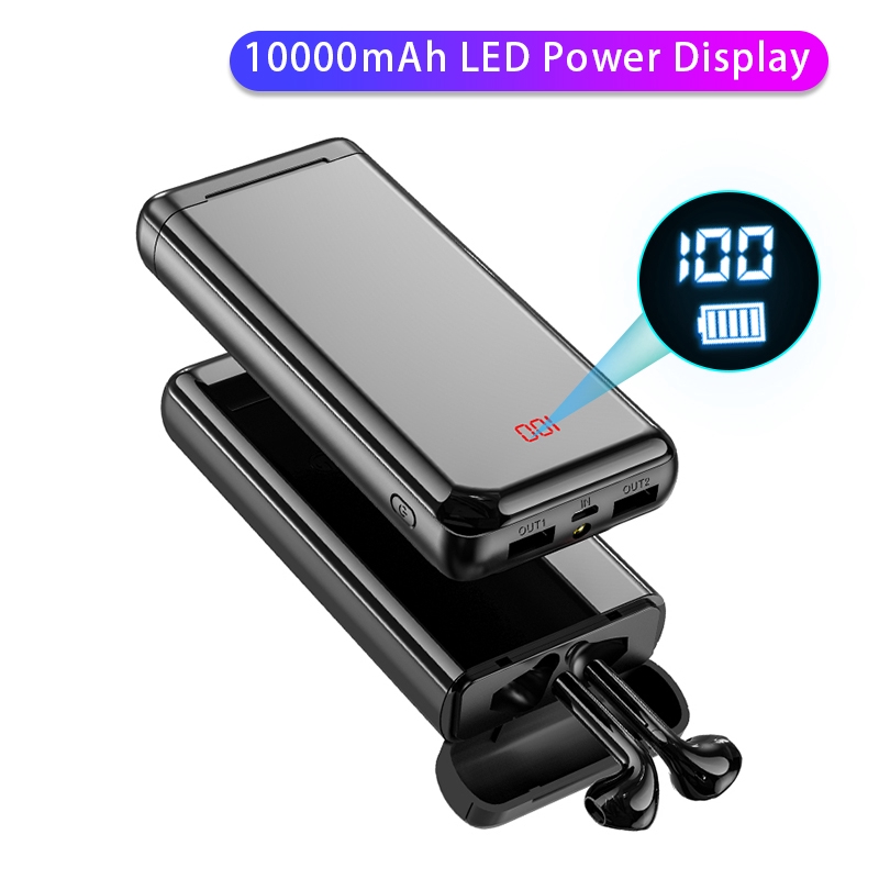 2 in 1 With 10000mAh Charge Case Power Bank Wireless Bluetooth Earphone ...