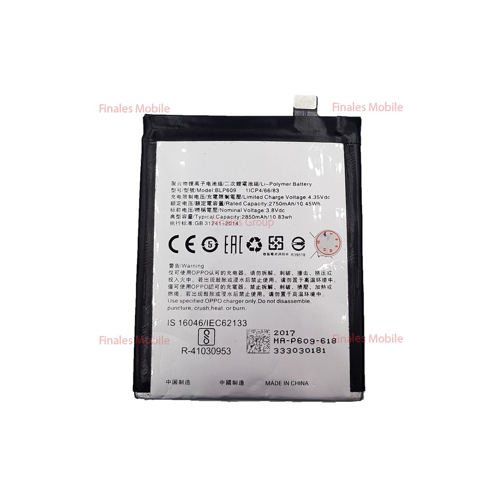 แบตเตอรี่มือถือ Oppo รุ่น R9S Model BLP609 Battery 3.8V 2750mAh ...