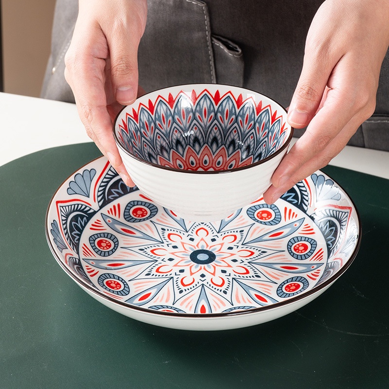 Bohemian Ceramic Tableware Set Bowl Spoon Tableware Set Bowl Exotic ...