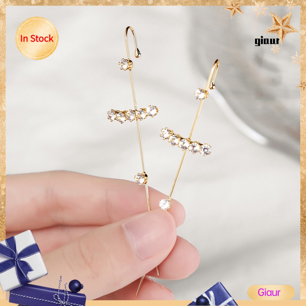Giaur 1Pc Women Stylish Ear Wrap Hook Stud Surround Diagonal Inlaid ...
