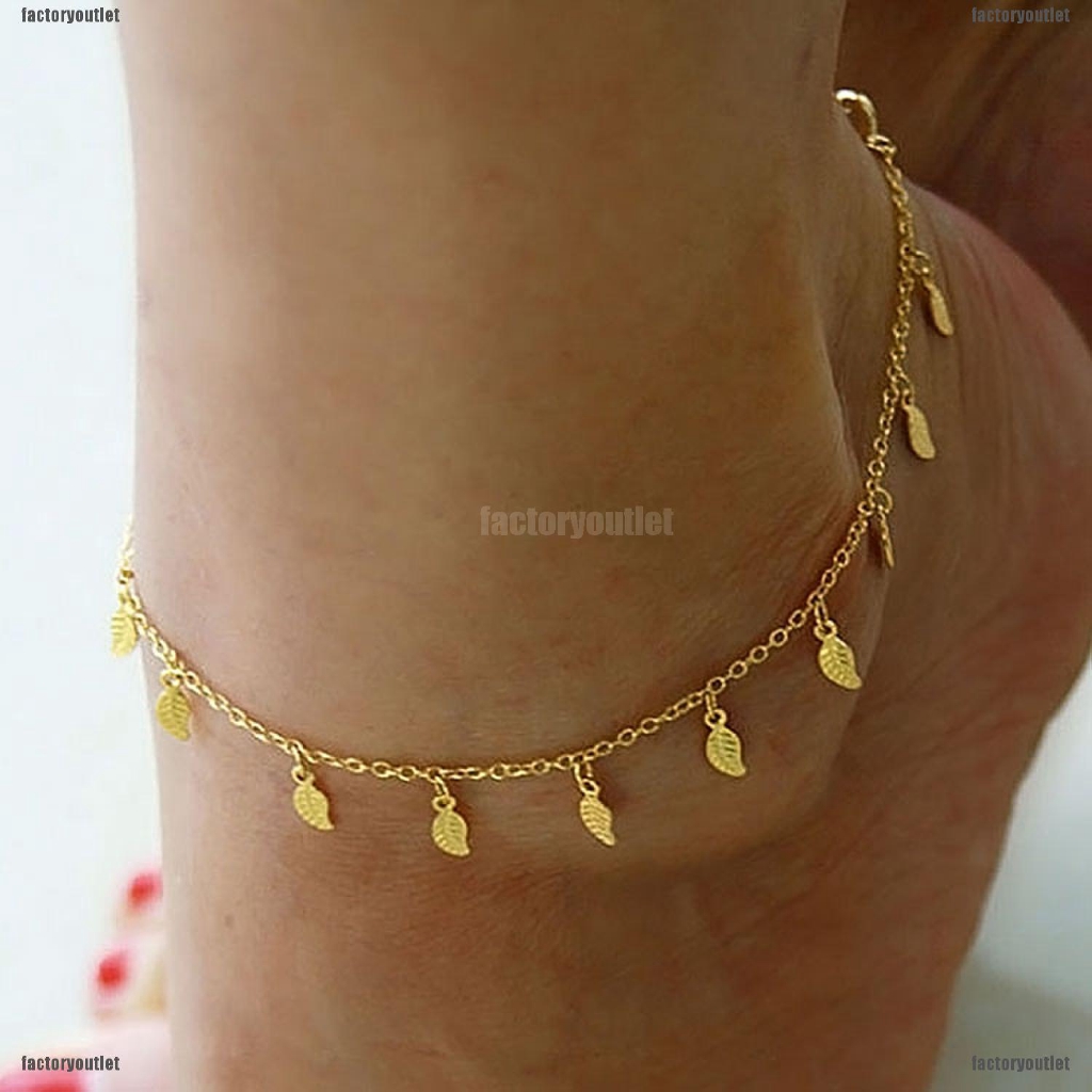 FOTH Sexy Simple Gold Anklet Ankle Bracelet Leaf Foot Chain Jewelry ...