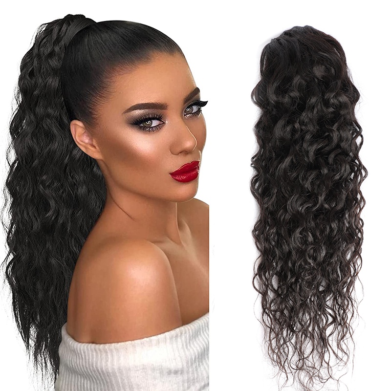 BWater Wave Ponytail Human Hair Extension 10-28inch Wet and Wavy ...