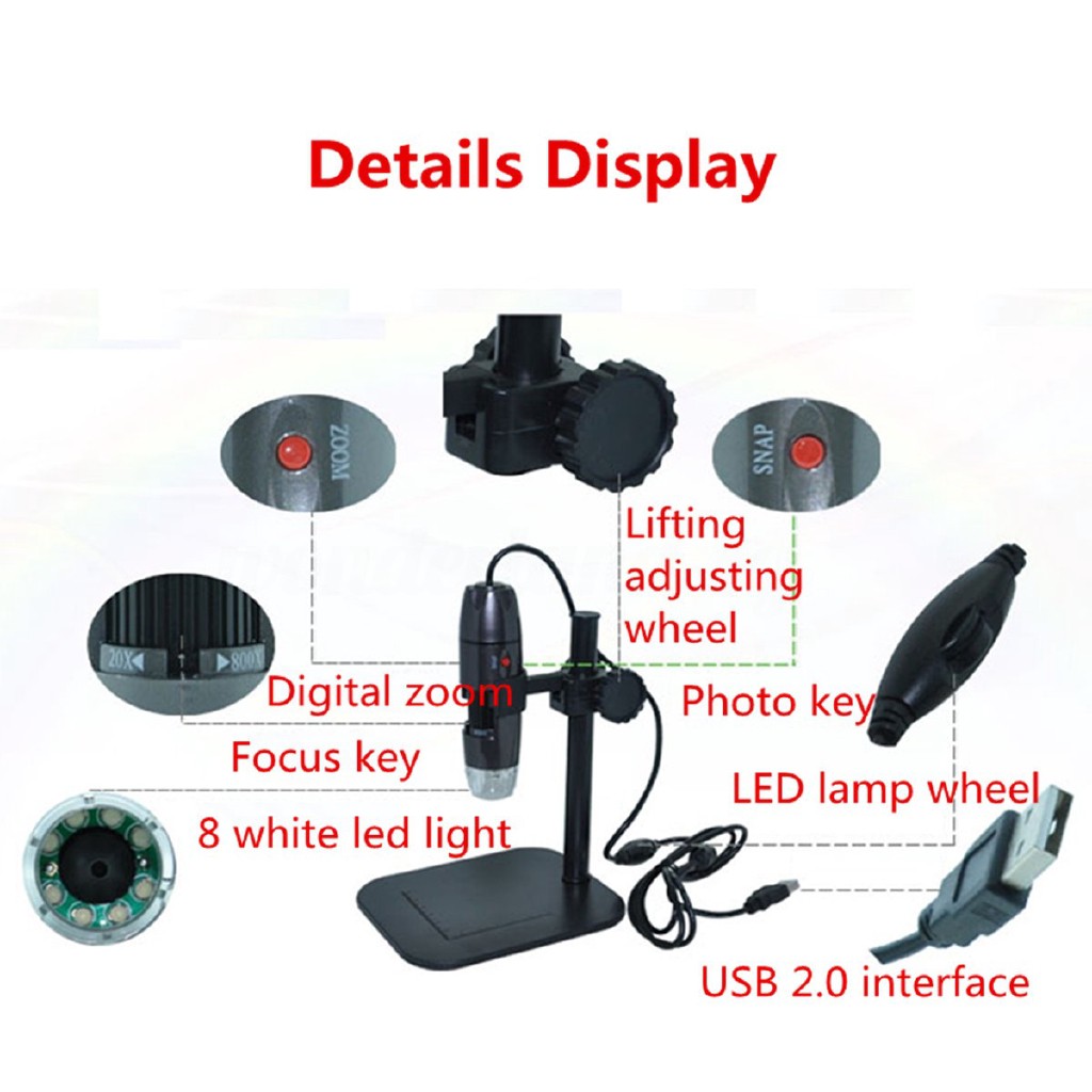 newHL 20-800X USB Digital Microscope Endoscope Zoom Magnifier 5GX9 ...