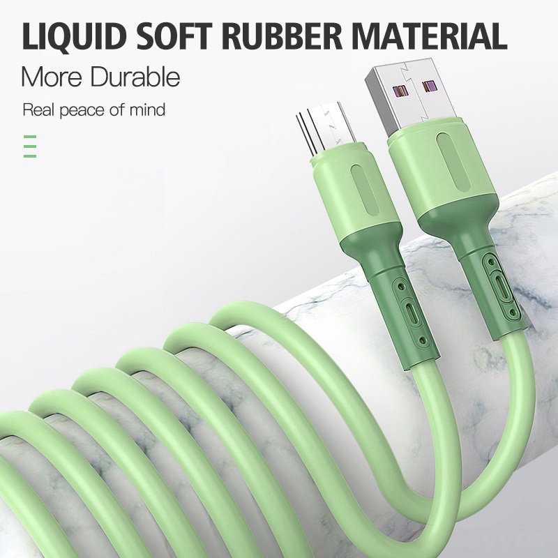 Micro Usb Cable 3a Fast Charging Liquid Soft Silicone Cable For Samsung ...