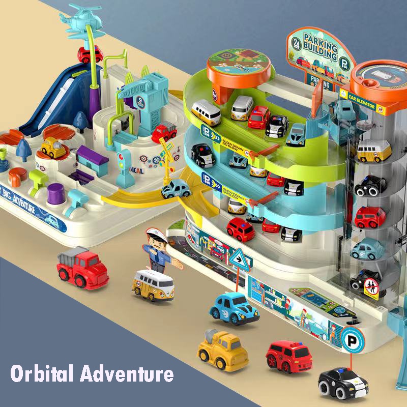 Electric Track Car Parking Building Toy Racing Rail Car Train Track ...