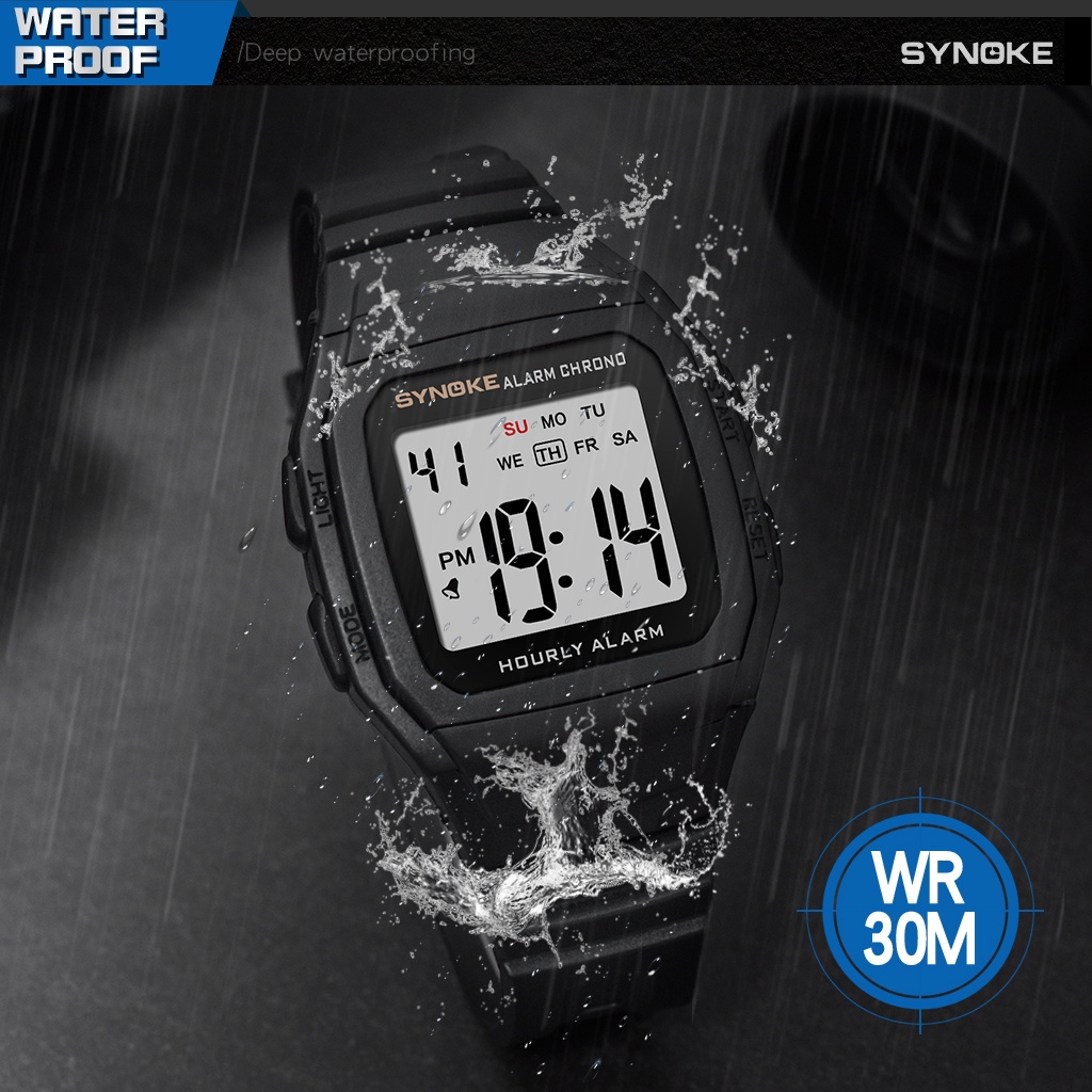 SYNOKE นาฬิกาผู้ชายLEDแสดงผลจับเวลา1224ชั่วโมงนาฬิกากีฬาดิจิตอล ...