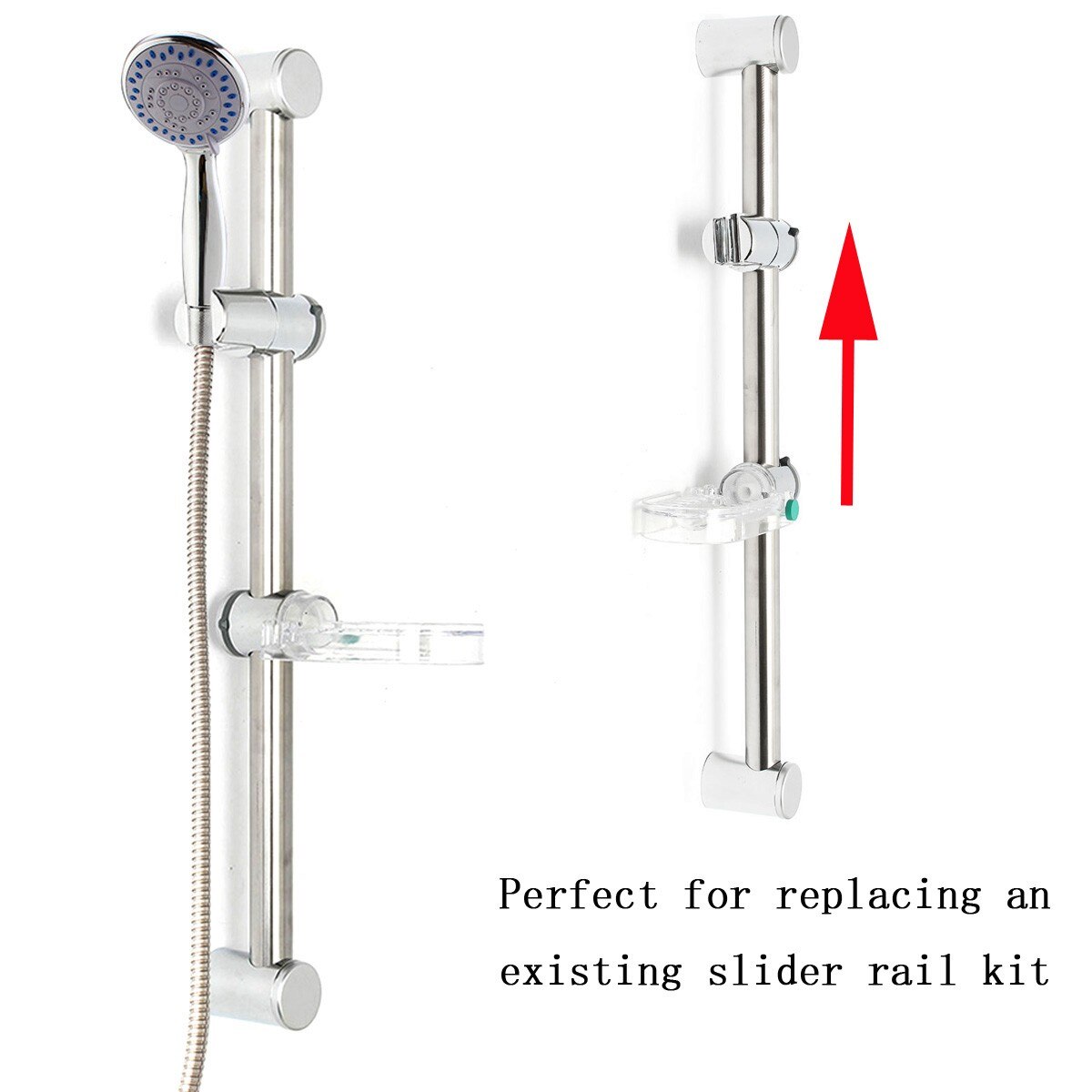 NEW Polished Chrome Shower Riser Rail Set Adjustable Shower Sliding Bar ...