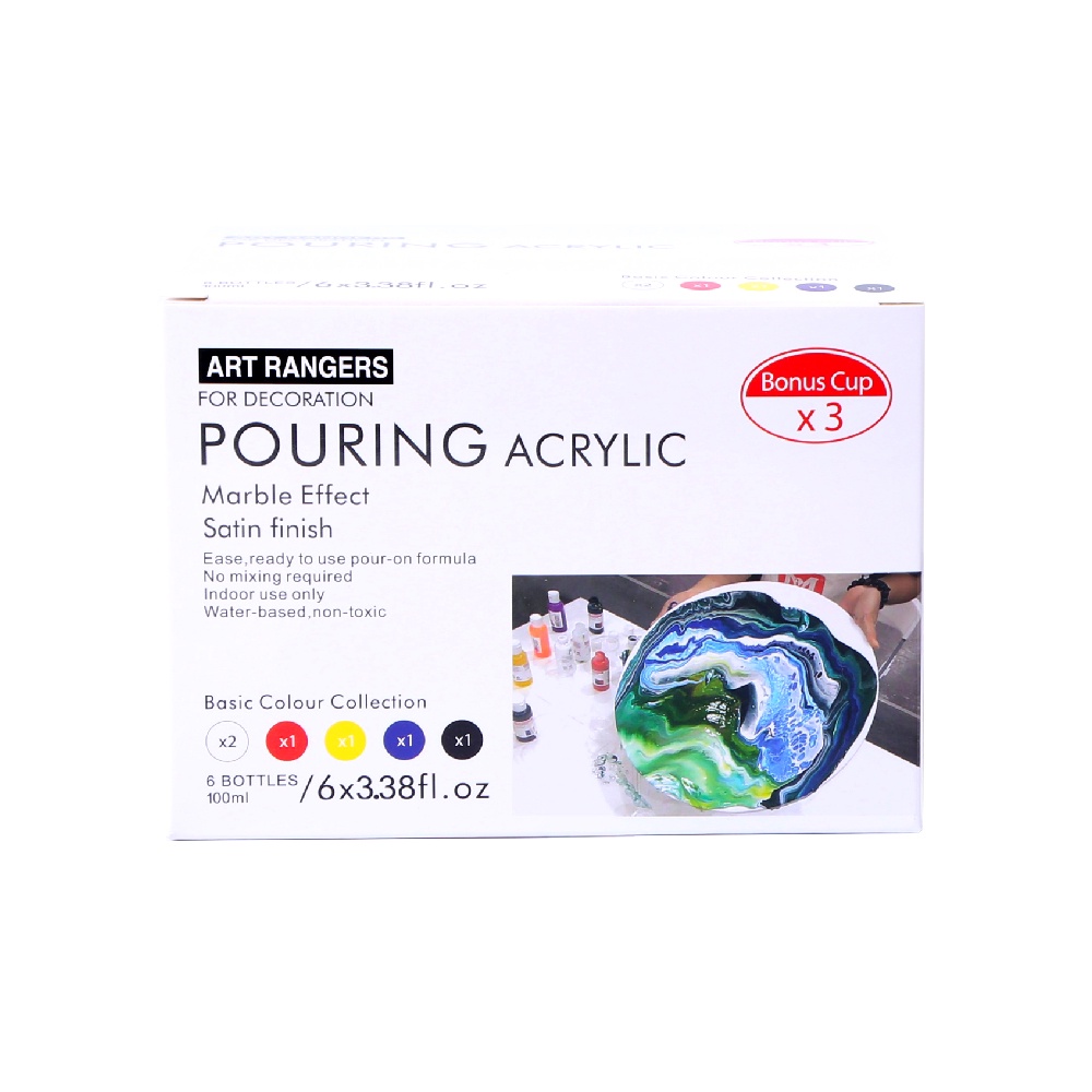 สีอะคริลิค Pouring Acrylic ART RANGER ชุด 6 สี (100ml) PMA06100R-1 เทสี ...