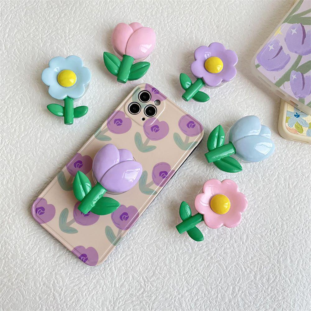 TOP Pretty Grip Stand Air Socket Phone Holder Tulip Flowers Cartoon ...