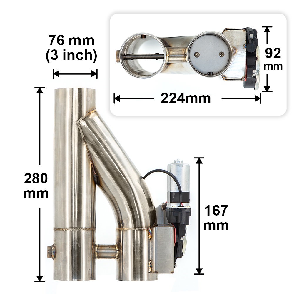 ดาวดวงเดียวกัน304 Stainless Steel Y Pipe Electric Exhaust Cutout ONOFF ...