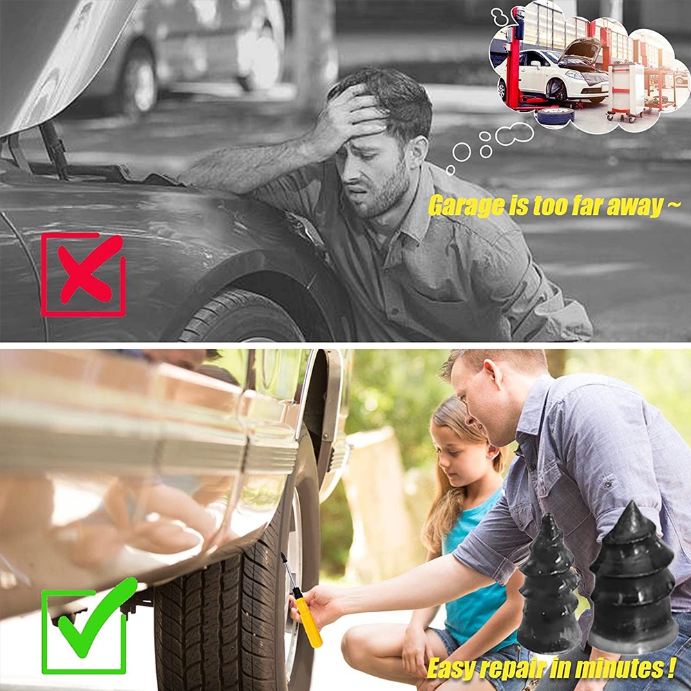 PECHAM 10pcs ตะปูซ่อมยางสูญญากาศ เครื่องมือซ่อมรถยนต์ ชุดเครื่องมือซ่อมแซมยางรถจักรยานยนต์ ...